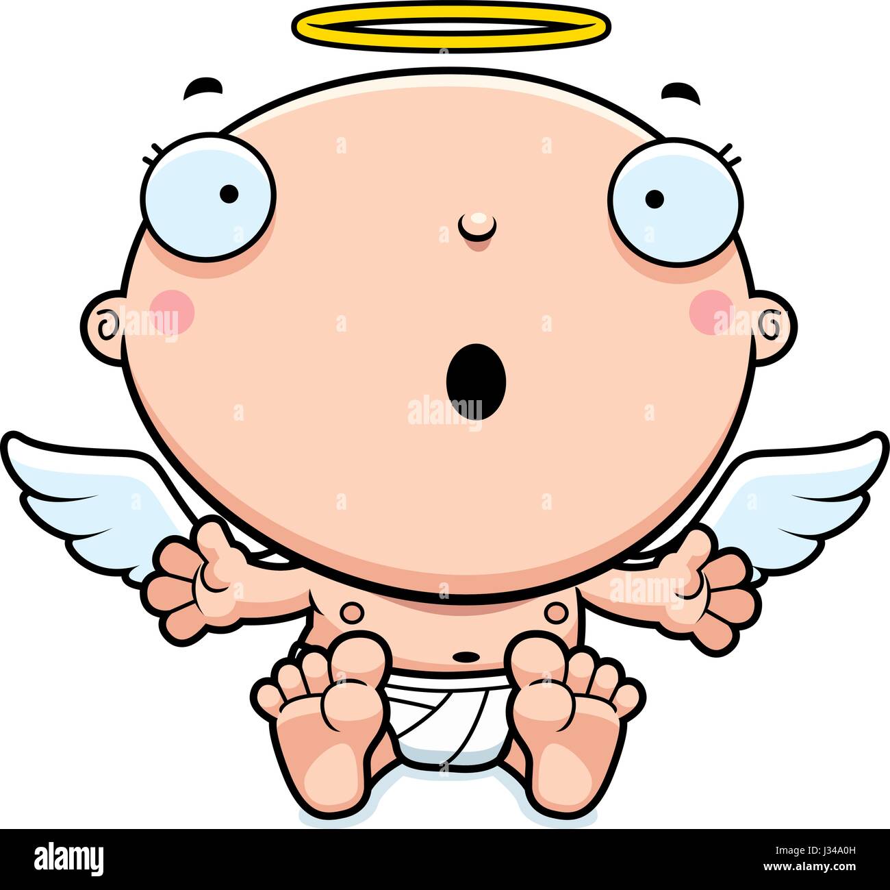 A cartoon illustration of a baby angel looking surprised Stock Vector ...