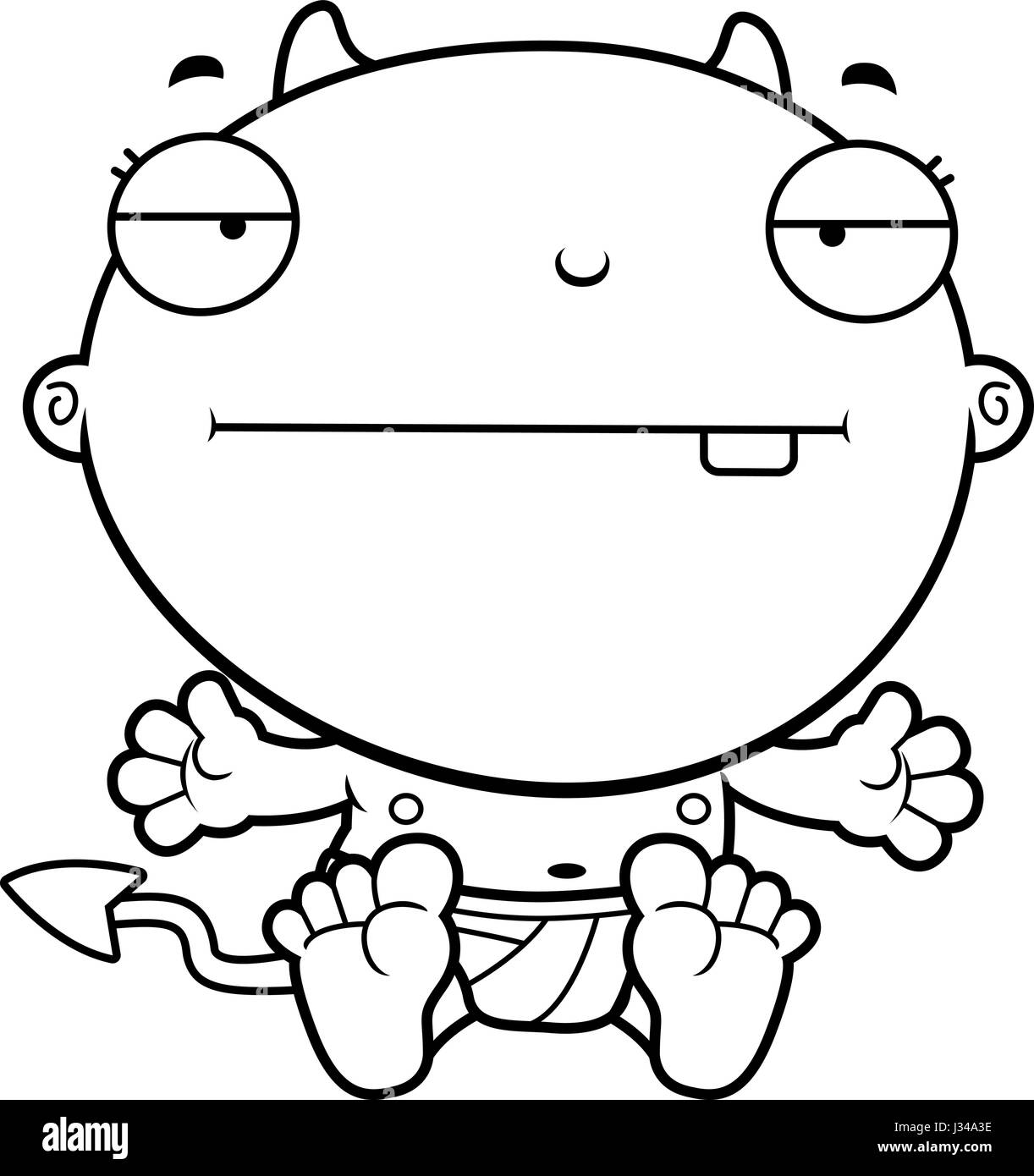 A cartoon illustration of a baby devil looking bored Stock Vector Image ...