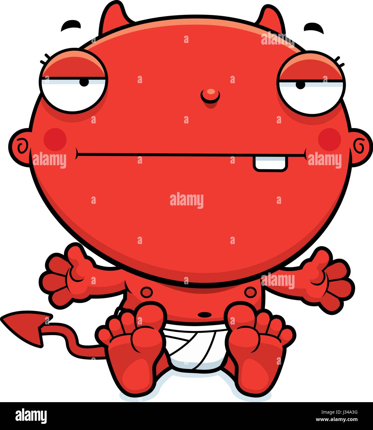 A cartoon illustration of a baby devil looking bored Stock Vector Image ...