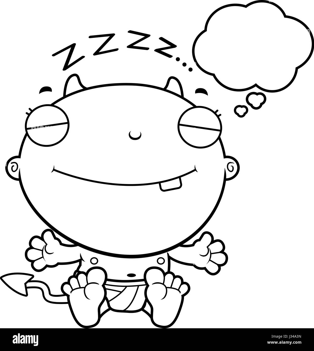 A cartoon illustration of a baby devil dreaming Stock Vector Image ...
