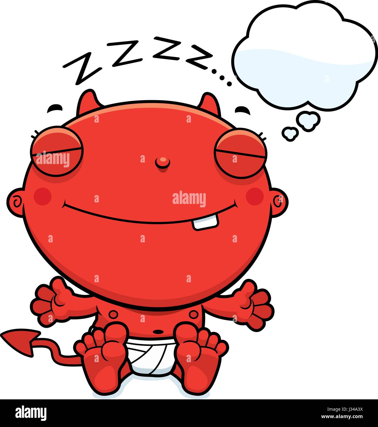 A cartoon illustration of a baby devil dreaming Stock Vector Image ...