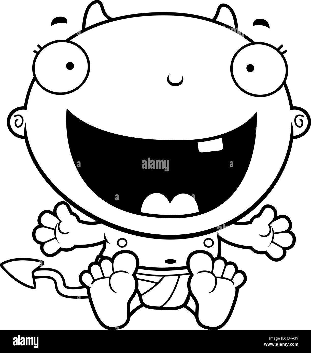 A cartoon illustration of a baby devil looking happy Stock Vector Image ...