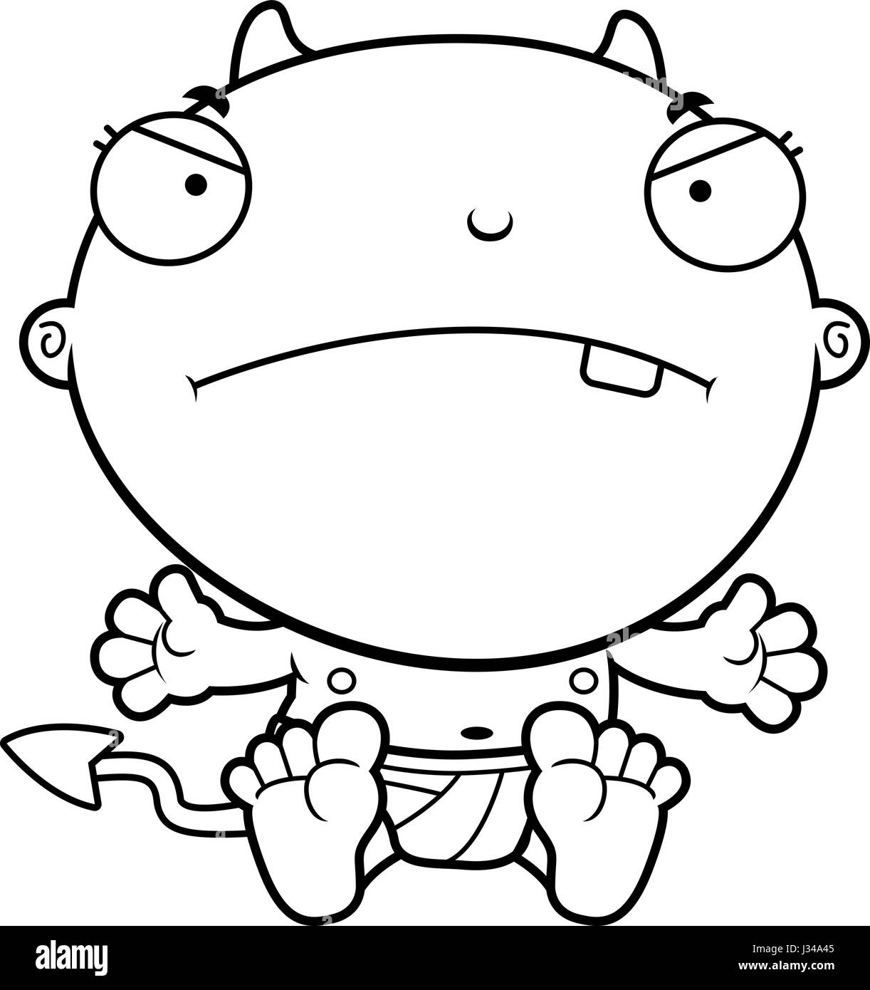 A cartoon illustration of a baby devil looking mad Stock Vector Image ...