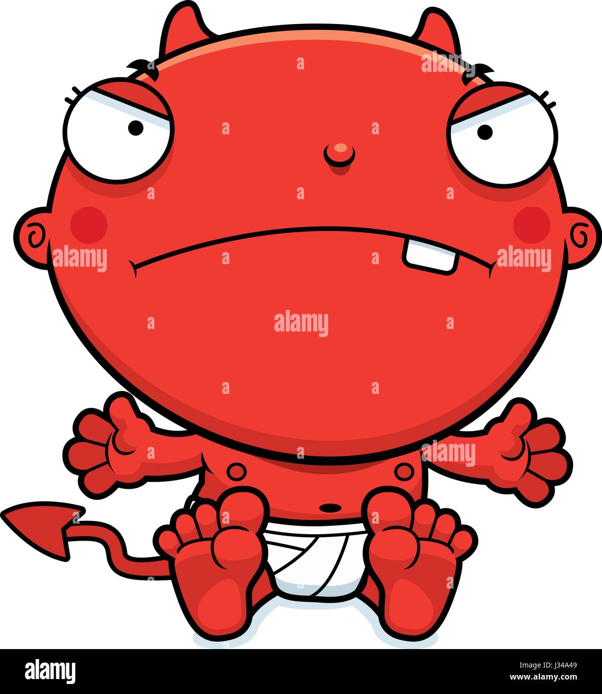 A cartoon illustration of a baby devil looking mad Stock Vector Image ...