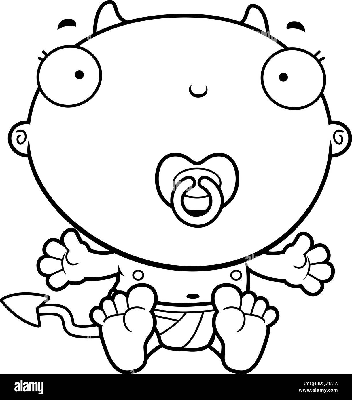 A cartoon illustration of a baby devil with a pacifier Stock Vector ...