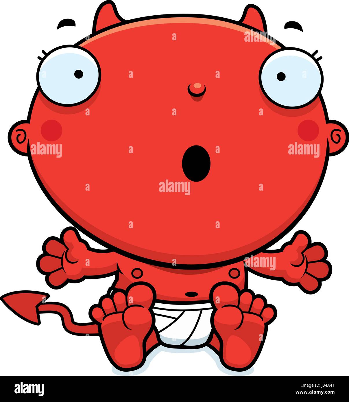 A cartoon illustration of a baby devil looking surprised Stock Vector ...