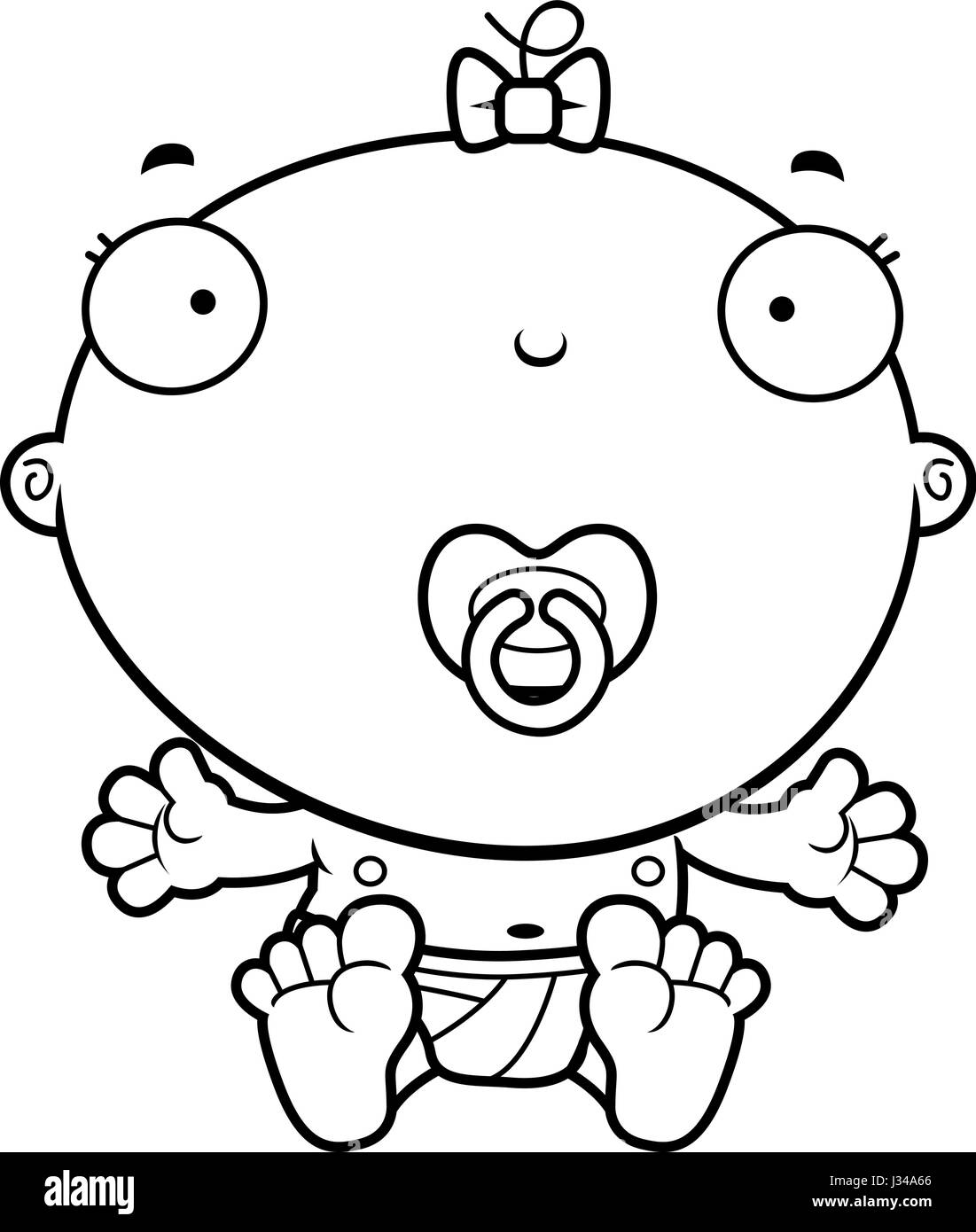 A cartoon illustration of a baby girl with a pacifier Stock Vector ...