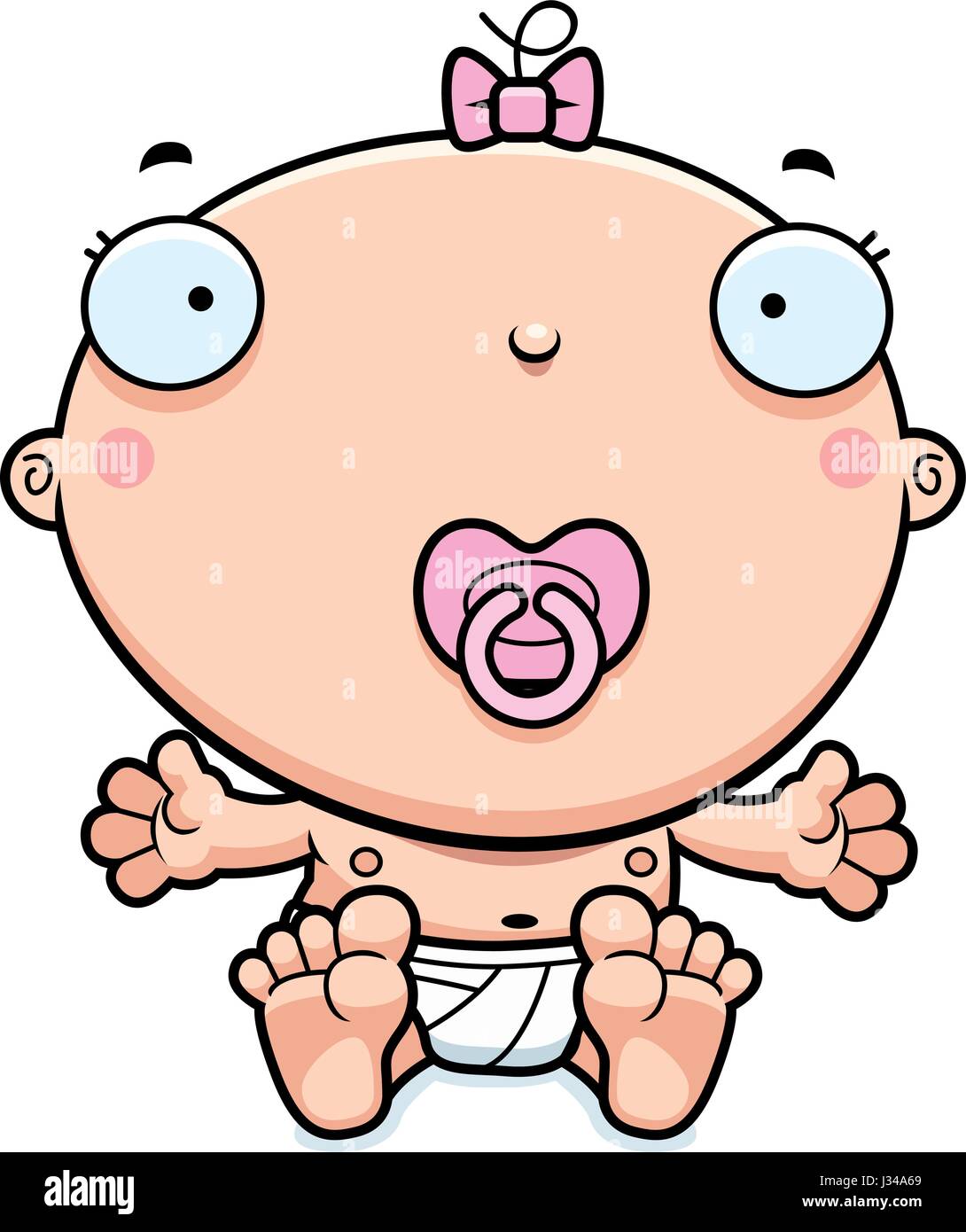A cartoon illustration of a baby girl with a pacifier Stock Vector ...