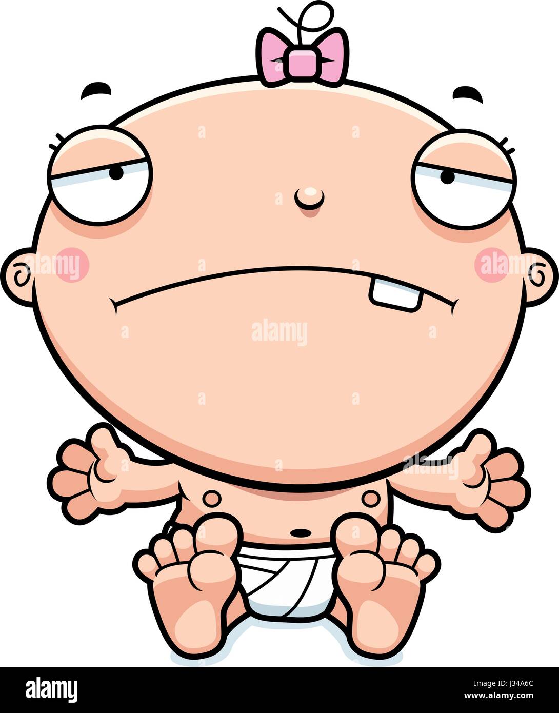 A cartoon illustration of a baby girl looking sad Stock Vector Image ...