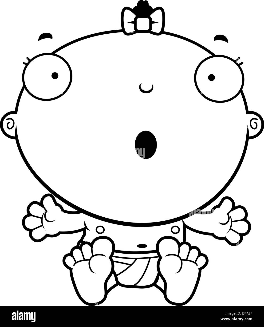 A cartoon illustration of a baby girl looking surprised Stock Vector ...