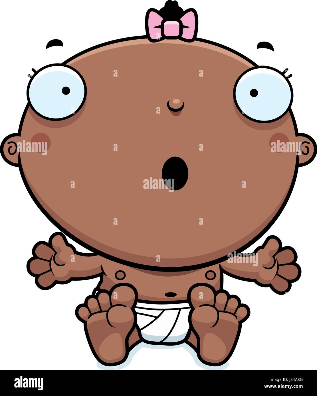 A cartoon illustration of a baby girl looking surprised Stock Vector ...