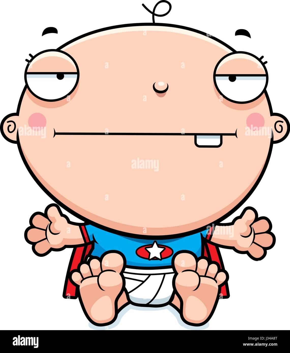 A cartoon illustration of a baby superhero looking bored Stock Vector ...