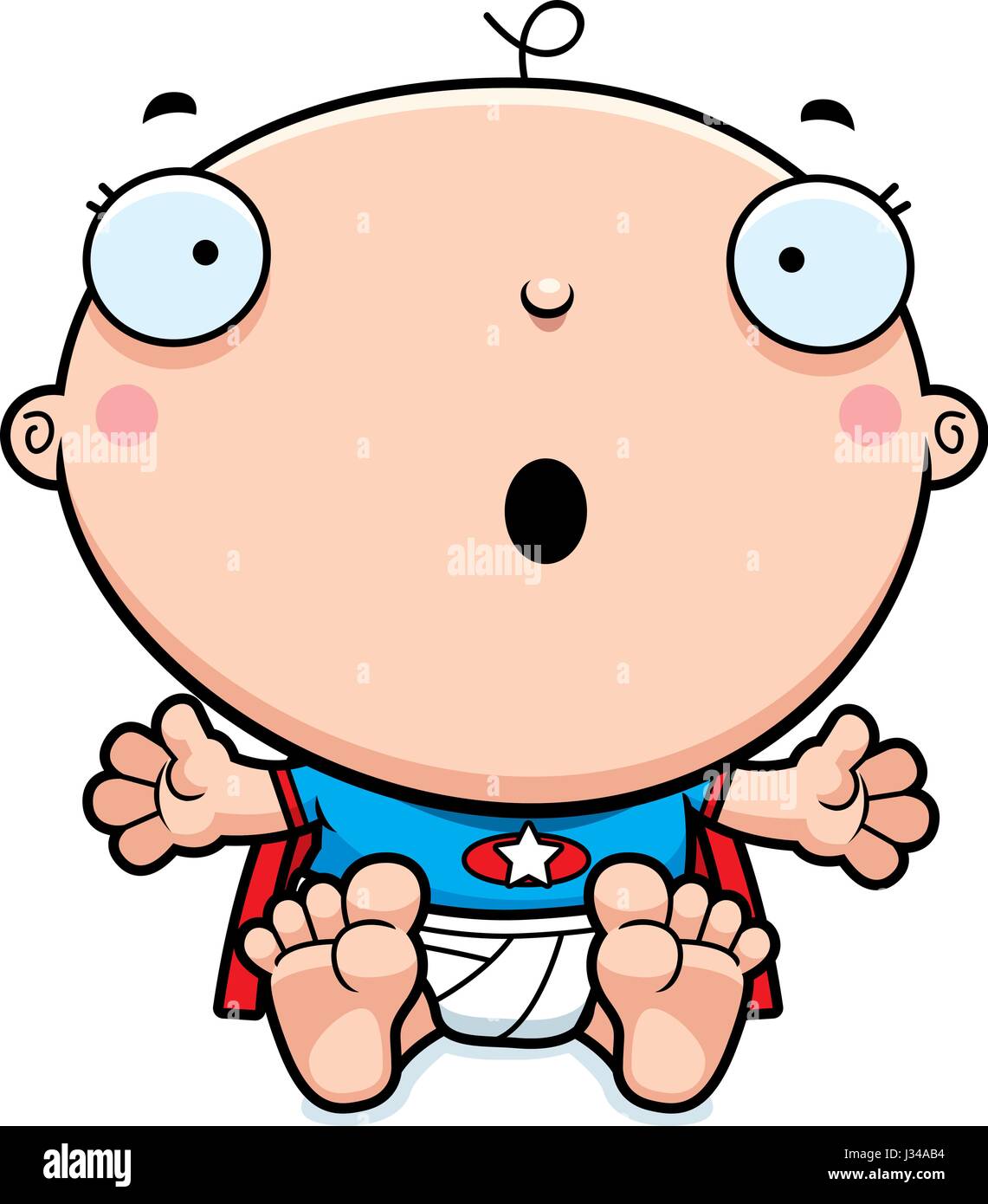 A cartoon illustration of a baby superhero looking surprised Stock ...