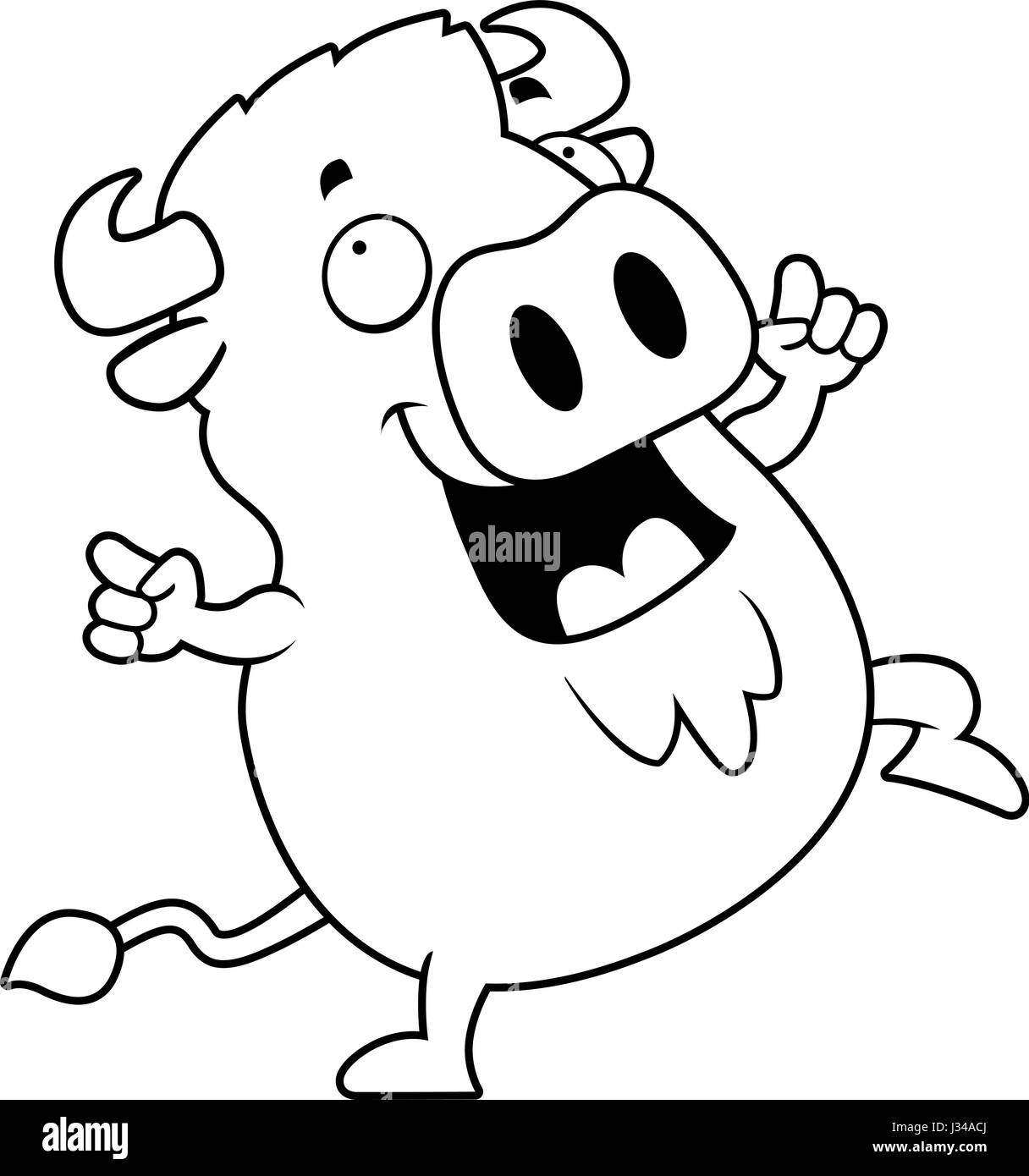 A cartoon illustration of a buffalo dancing and smiling Stock Vector ...