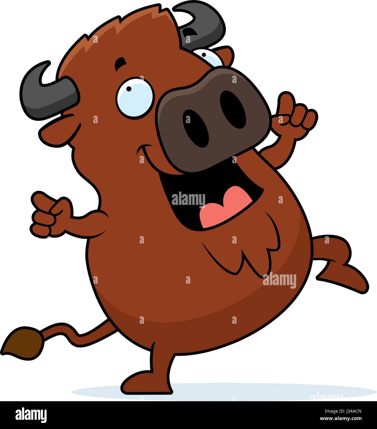 A cartoon illustration of a buffalo dancing and smiling Stock Vector ...