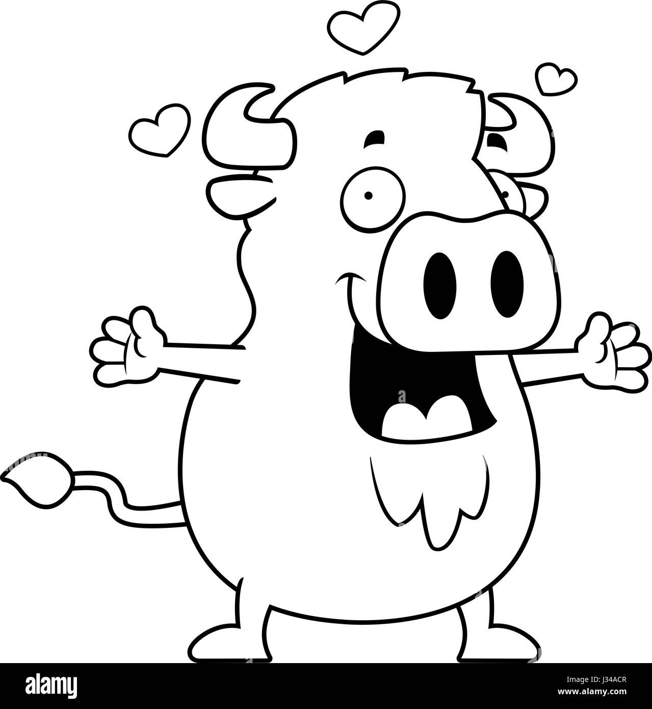 A cartoon illustration of a buffalo ready to give a hug Stock Vector ...