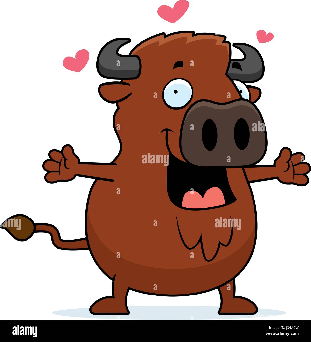 A cartoon illustration of a buffalo ready to give a hug Stock Vector ...