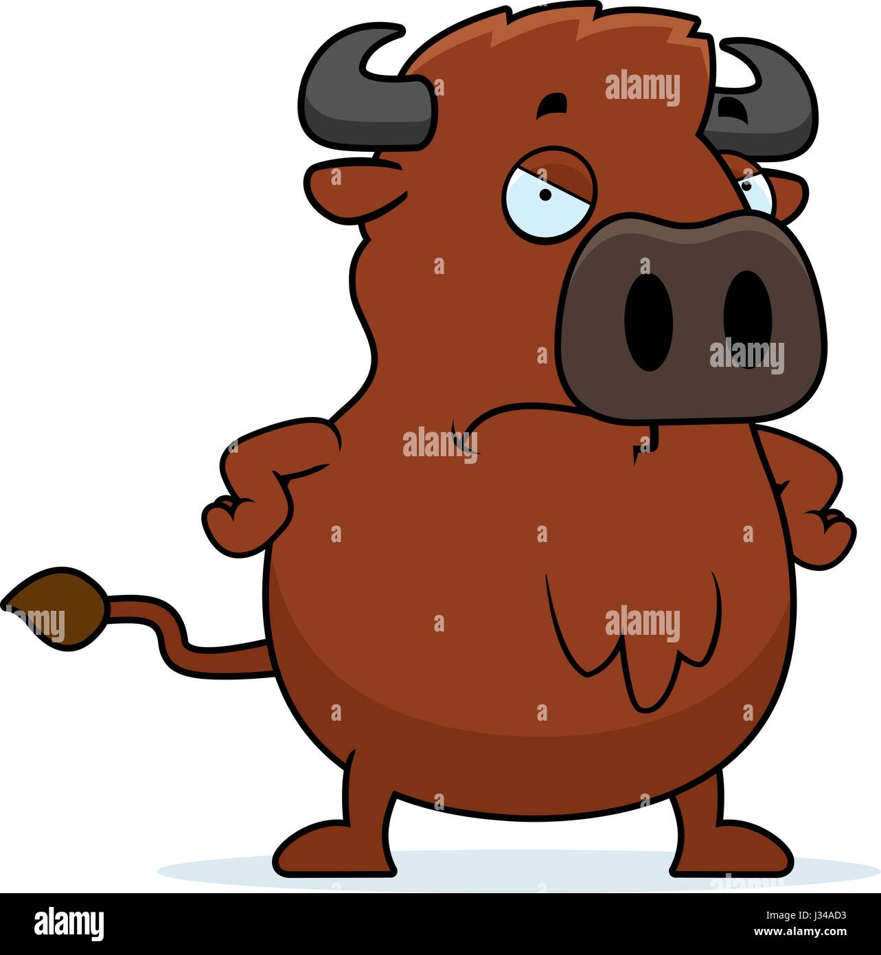 A cartoon illustration of a buffalo with an angry expression Stock ...