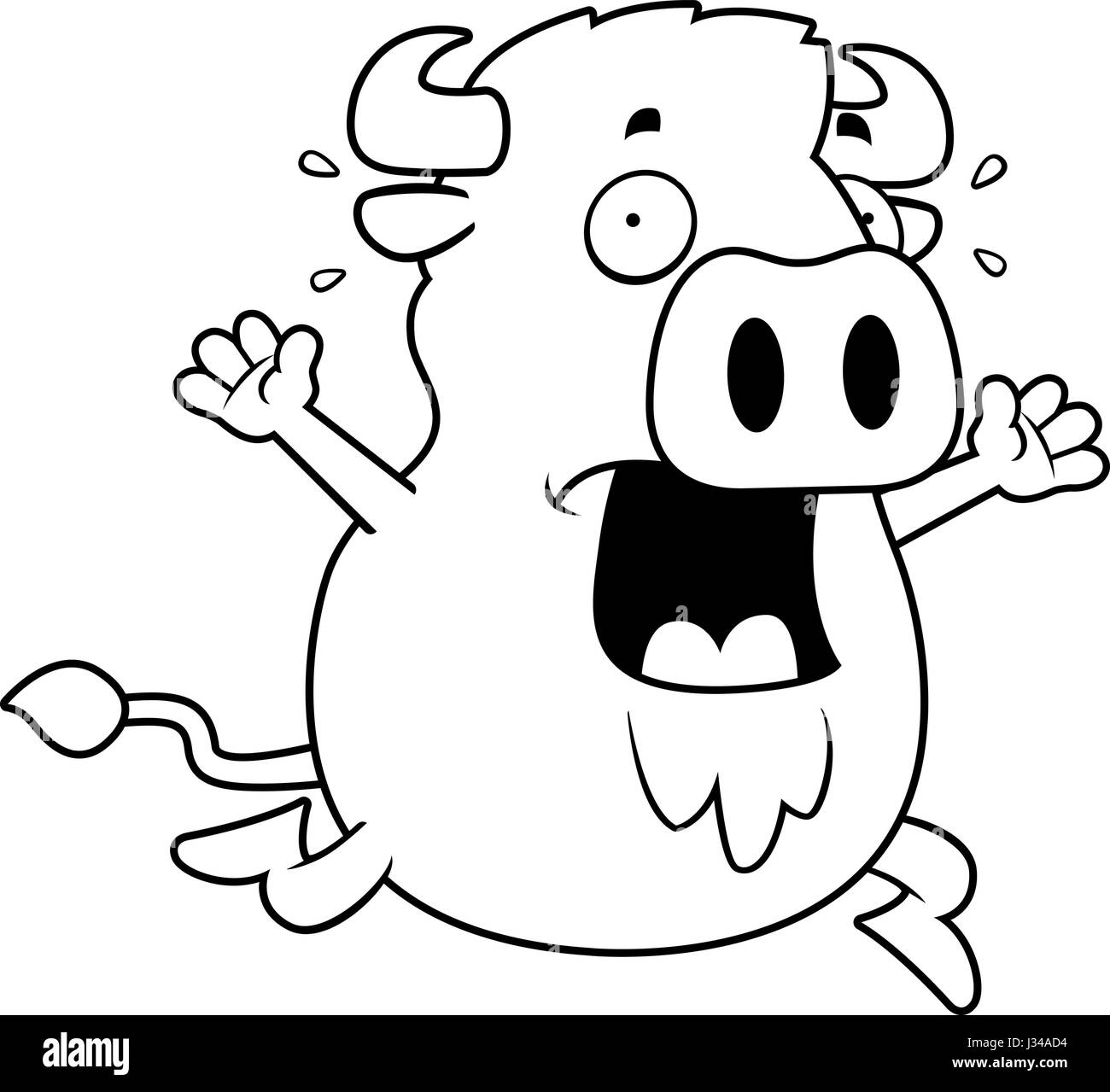 A cartoon illustration of a buffalo running in a panic Stock Vector ...