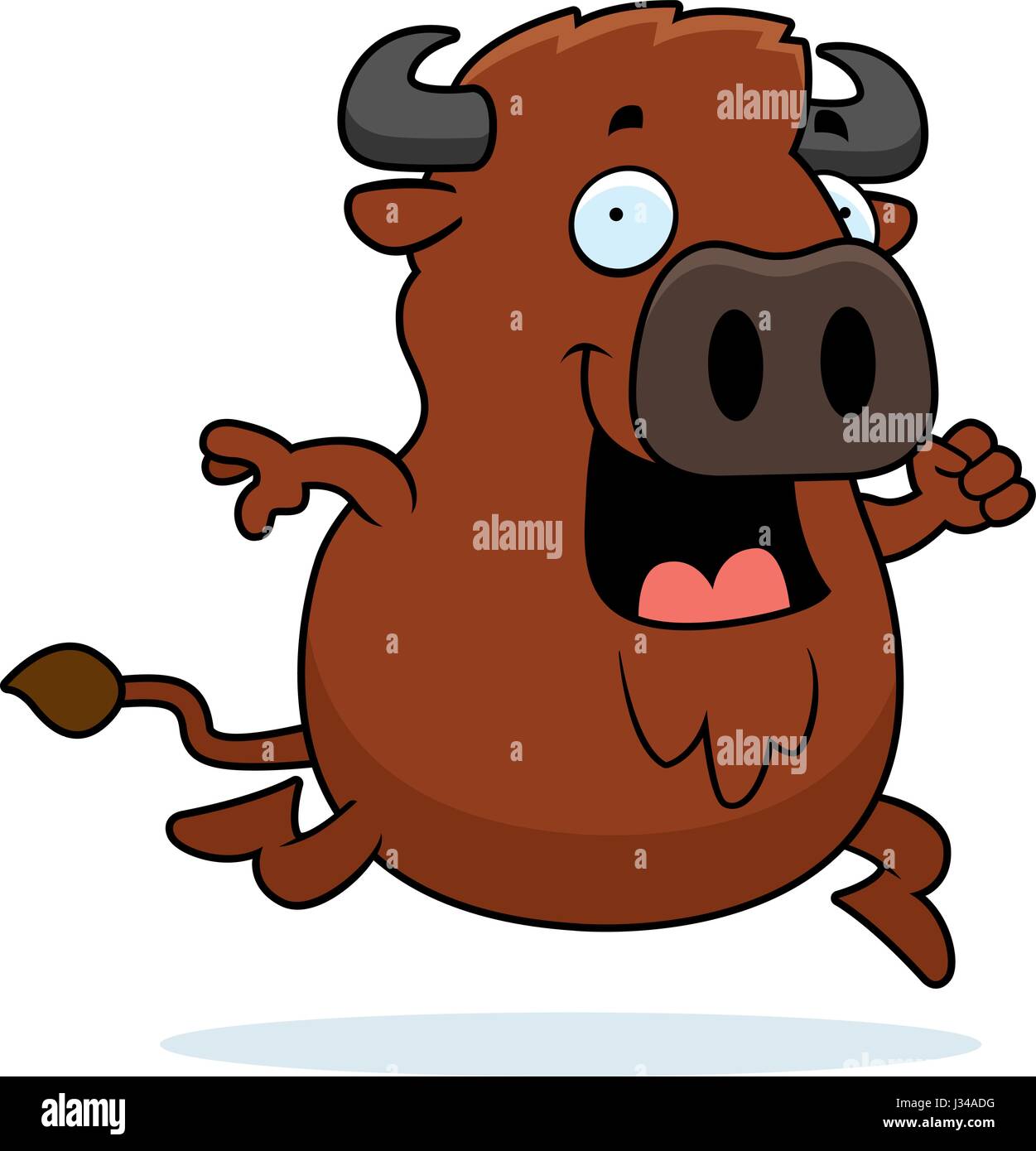 A cartoon illustration of a buffalo running and smiling Stock Vector ...