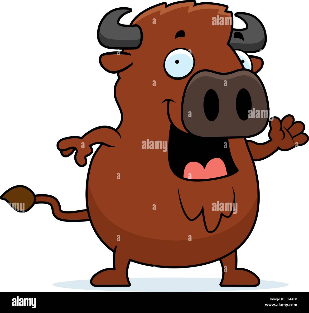A cartoon illustration of a buffalo waving and smiling Stock Vector ...
