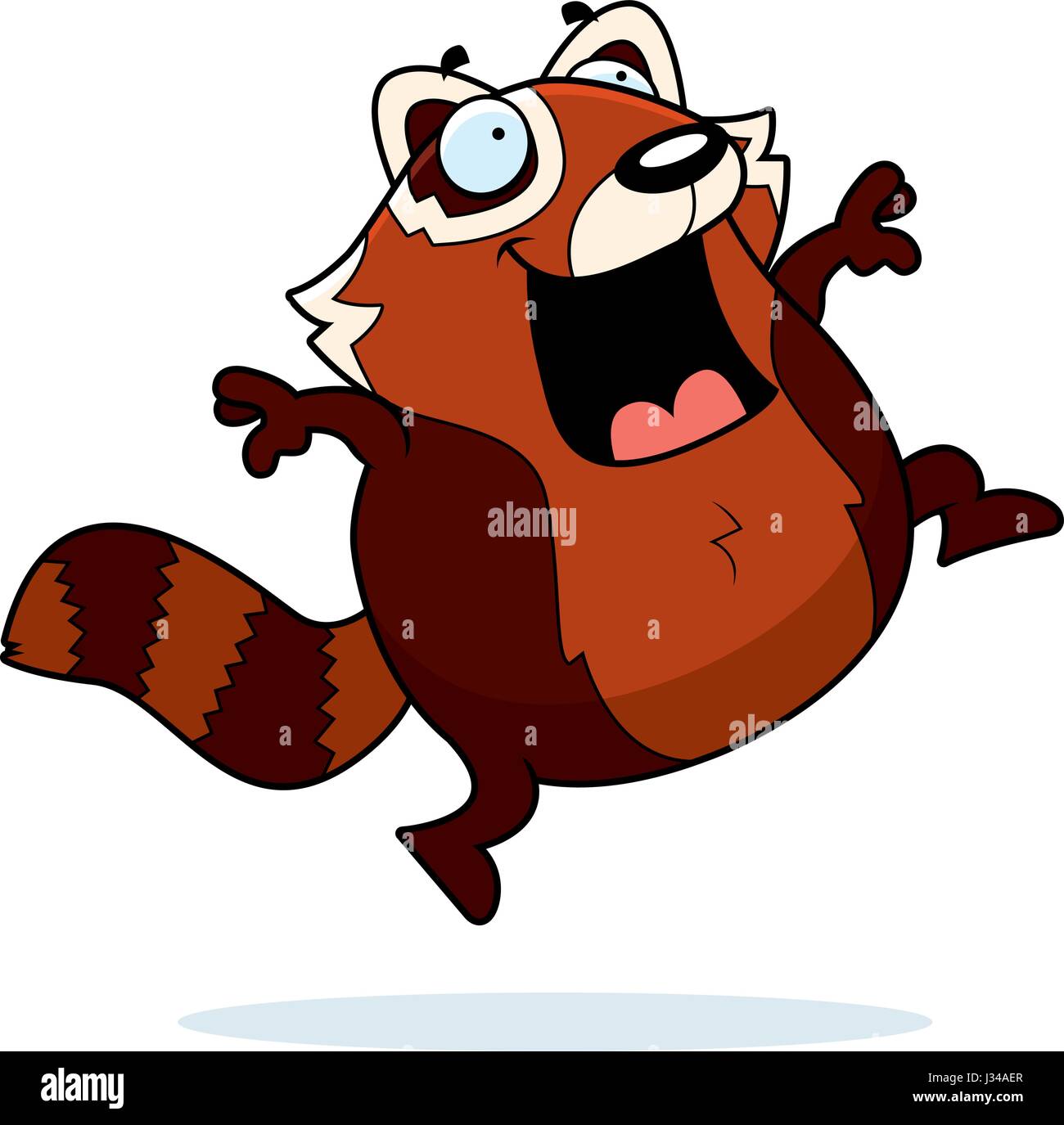 A cartoon illustration of a red panda jumping and smiling Stock Vector ...
