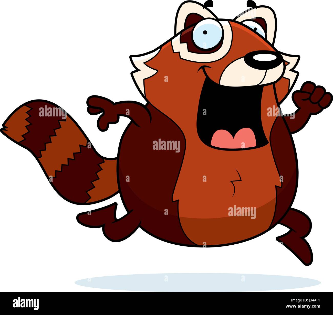 A cartoon illustration of a red panda running and smiling Stock Vector ...