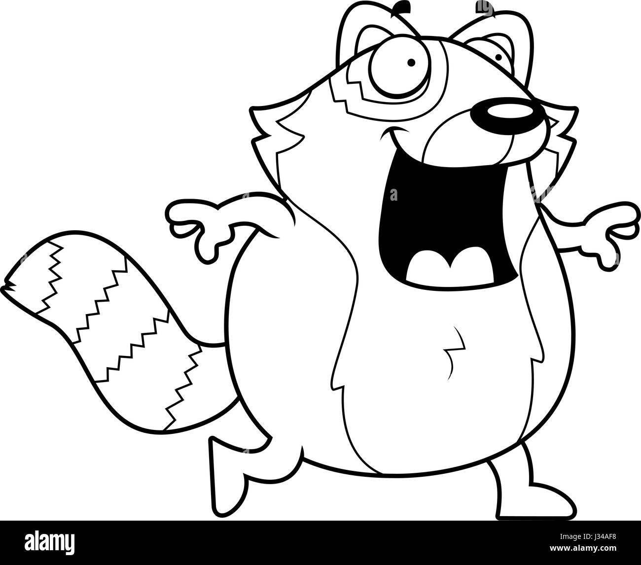 A cartoon illustration of a red panda walking and smiling Stock Vector ...