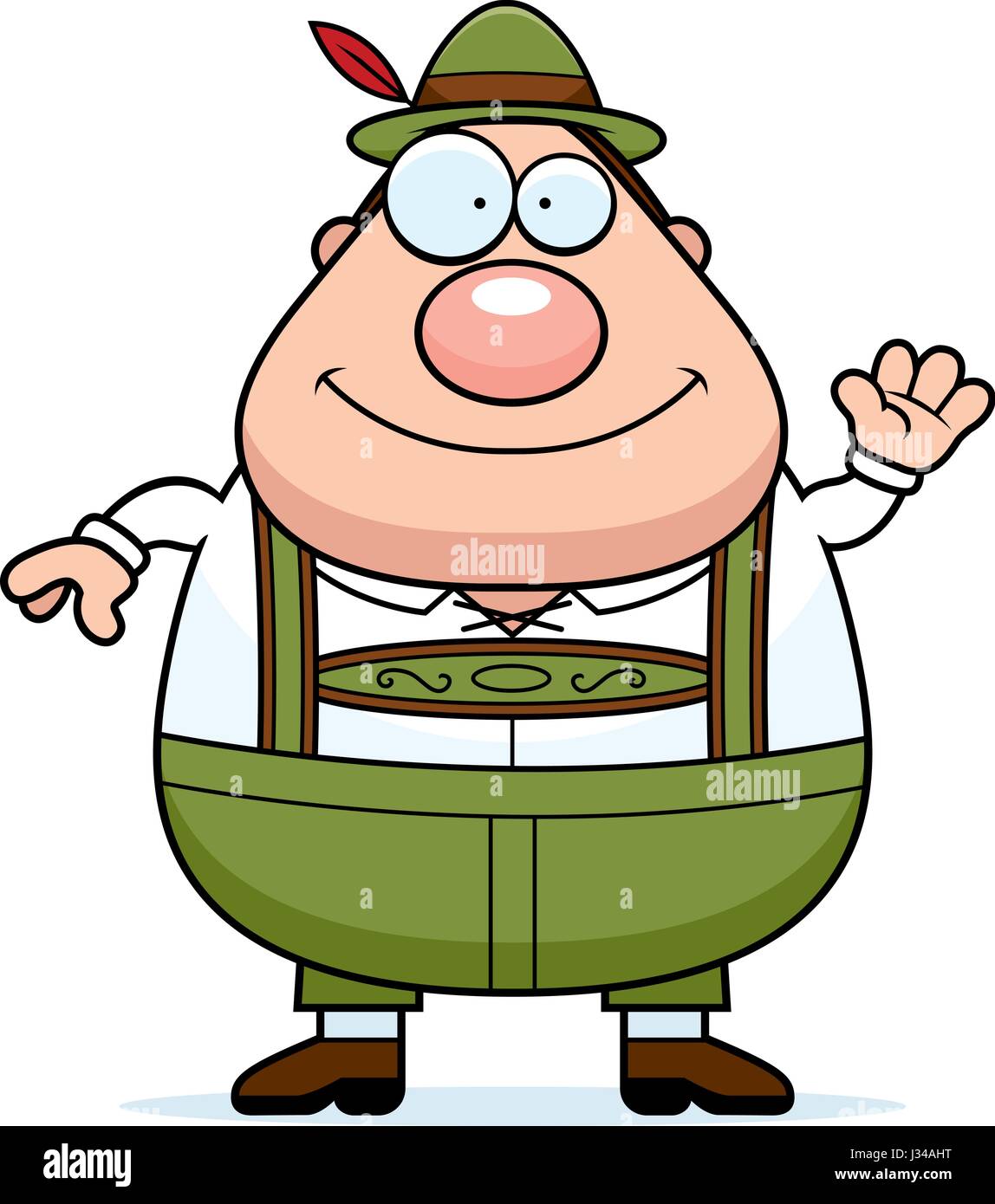 A cartoon illustration of a German man in lederhosen waving Stock ...