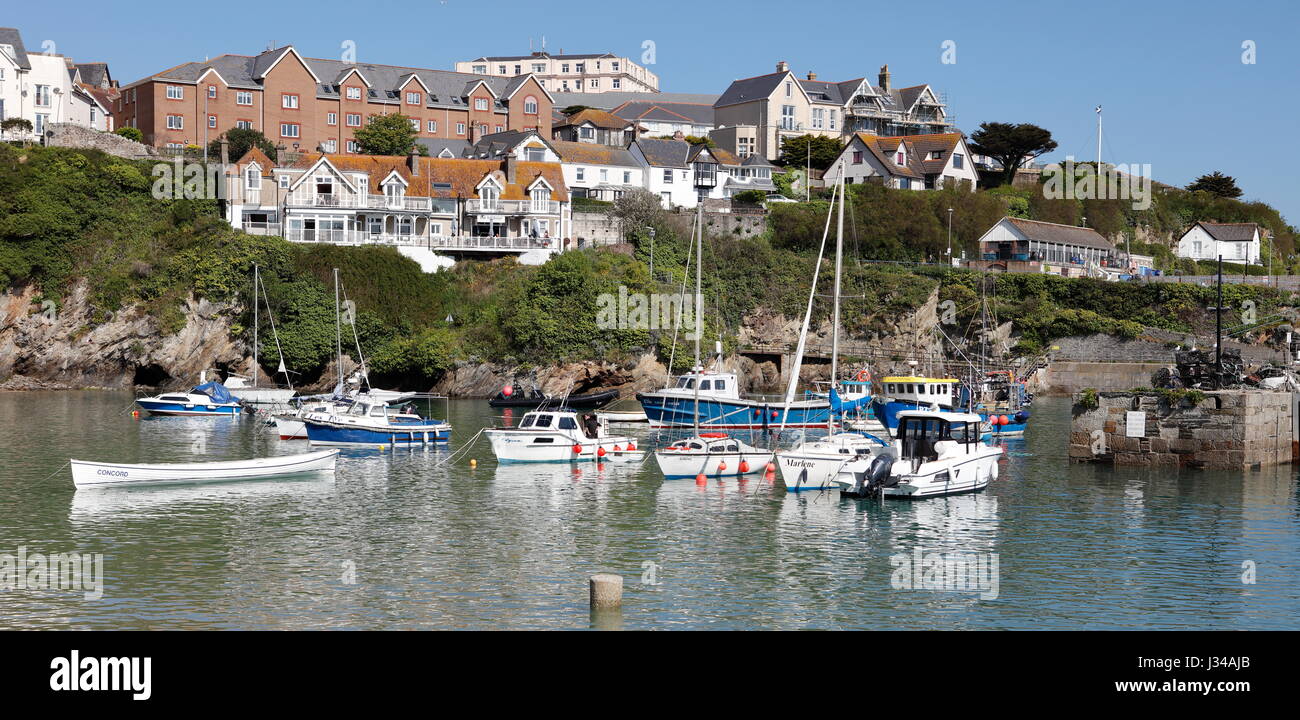 NEWQUAY, CORNWALL, UK - MAY 1, 2017: High pressure produces clear sunny ...