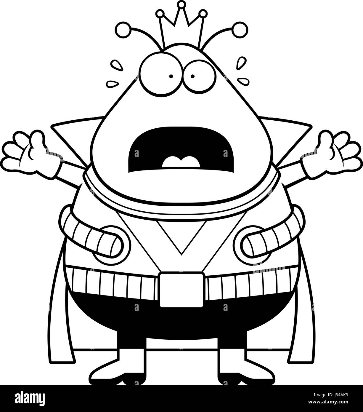 A cartoon illustration of a Martian king looking scared Stock Vector ...