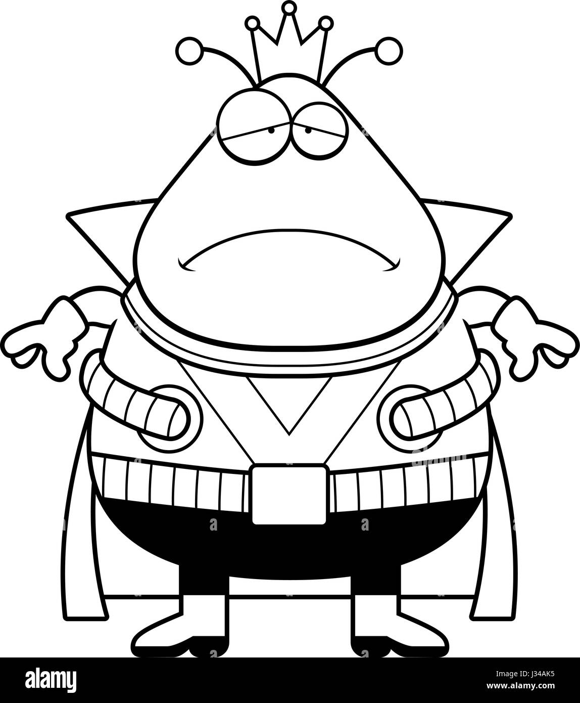 A cartoon illustration of a Martian king looking sad Stock Vector Image ...