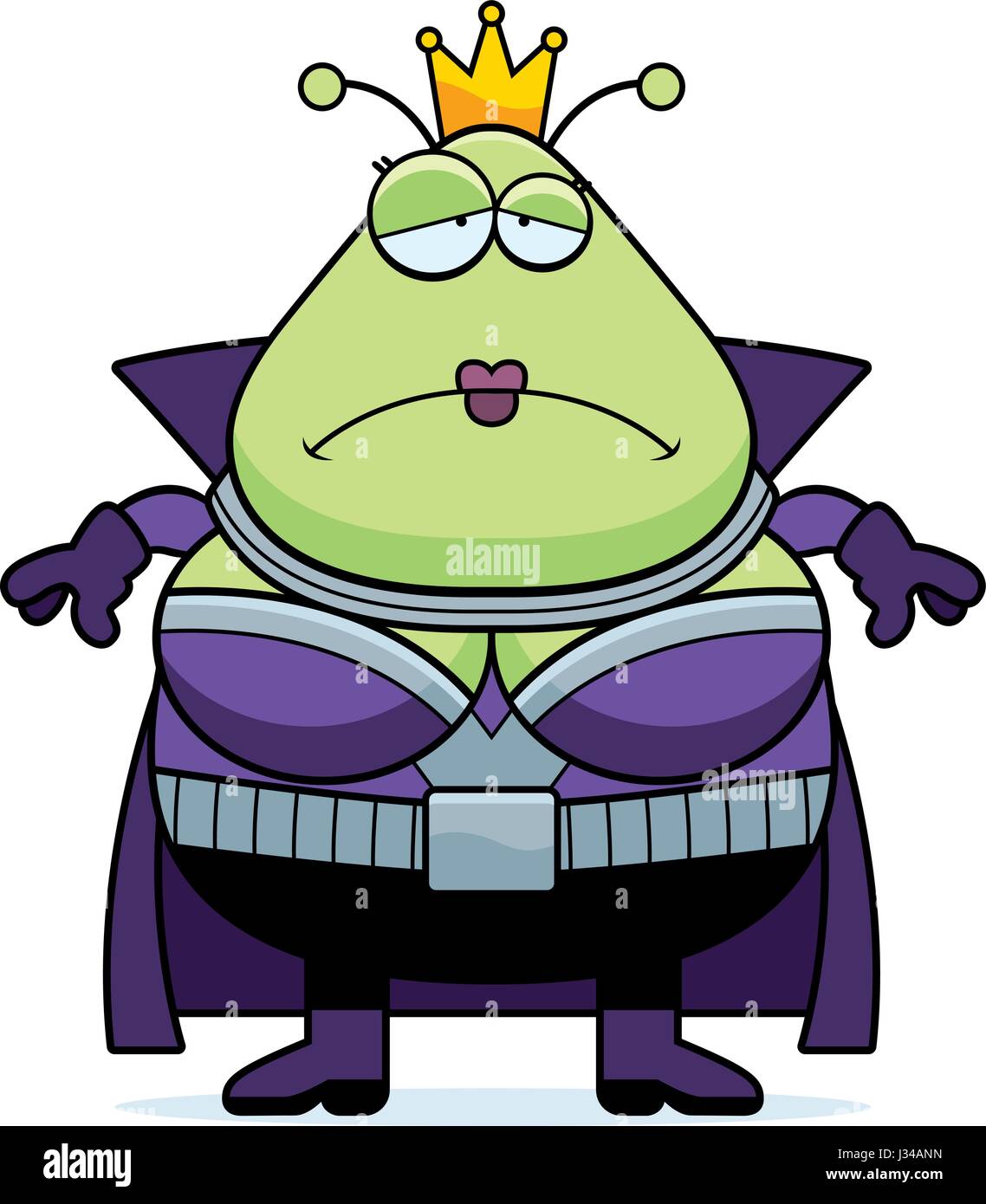 A cartoon illustration of a Martian queen looking sad Stock Vector ...