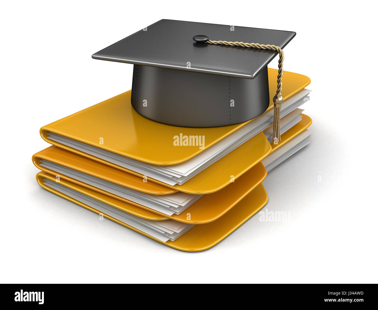 Graduation cap on Folders. Image with clipping path Stock Photo - Alamy