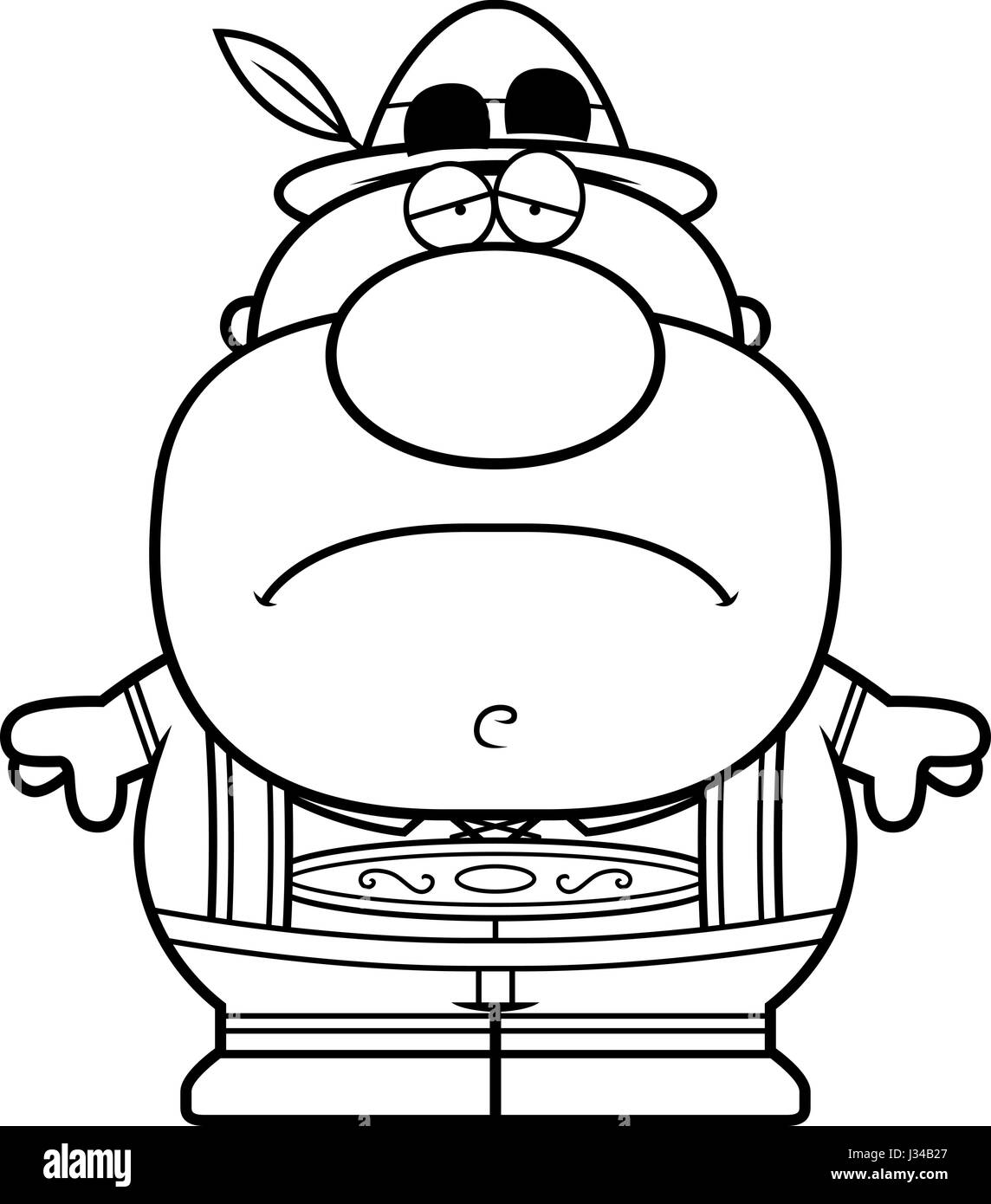 A cartoon illustration of a German man in lederhosen looking sad Stock ...