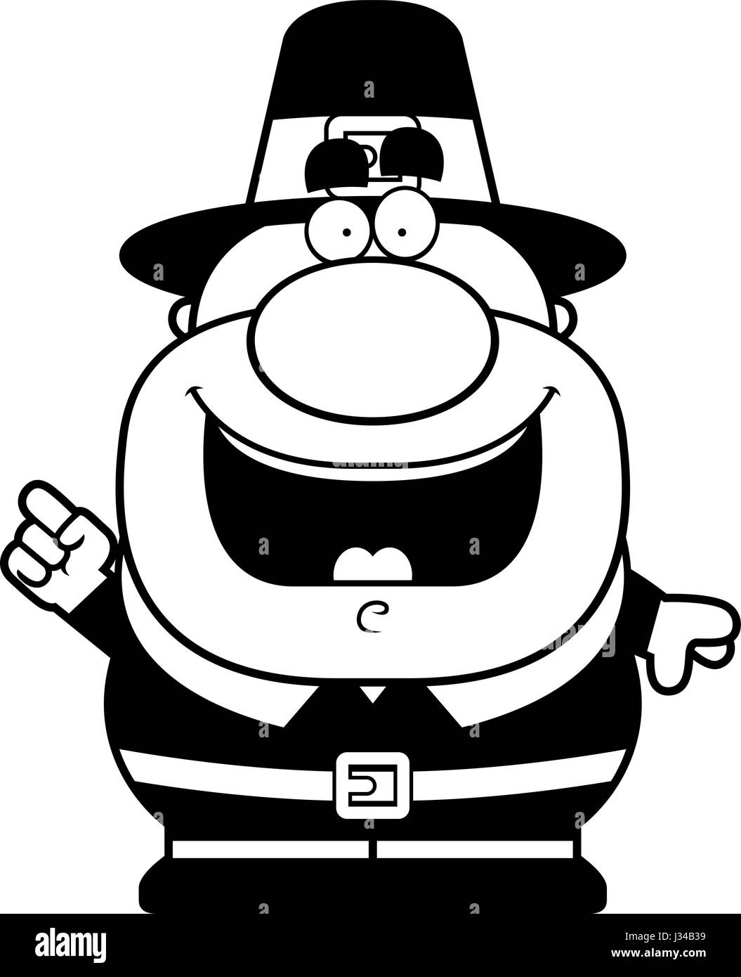 A cartoon illustration of a pilgrim with an idea Stock Vector Image ...