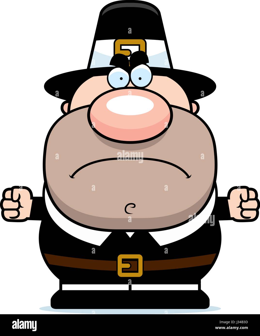 A cartoon illustration of a pilgrim with an angry expression Stock ...