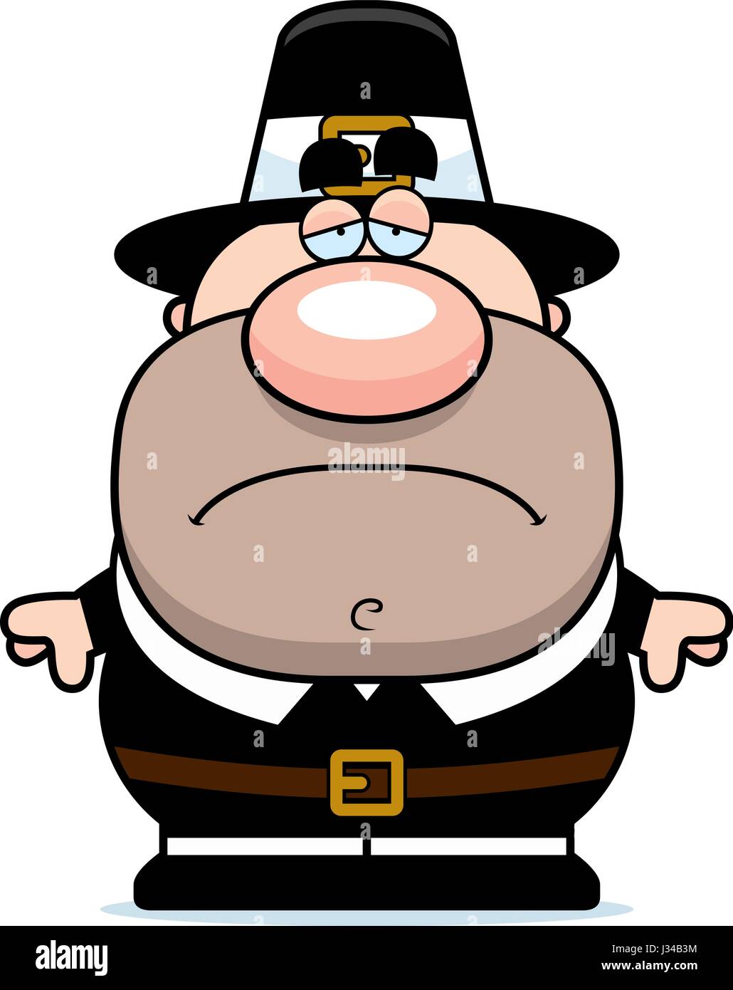 A cartoon illustration of a pilgrim with a sad expression Stock Vector ...