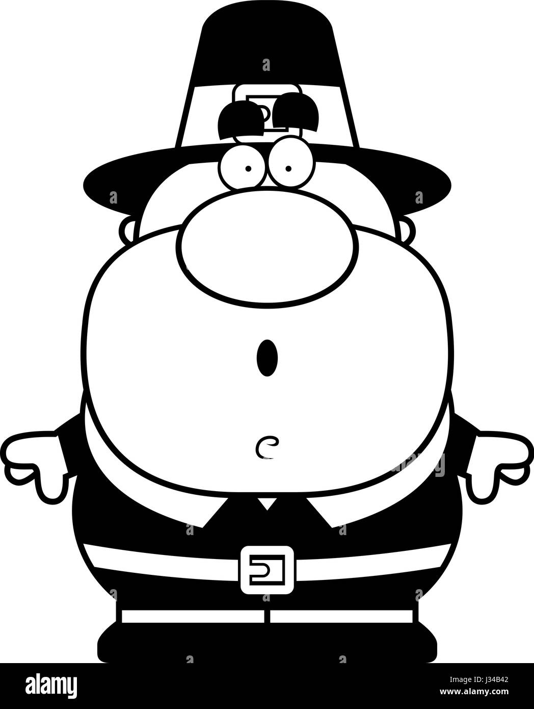 A cartoon illustration of a pilgrim with a surprised expression Stock ...