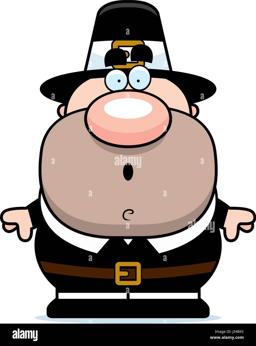A cartoon illustration of a pilgrim with a surprised expression Stock ...