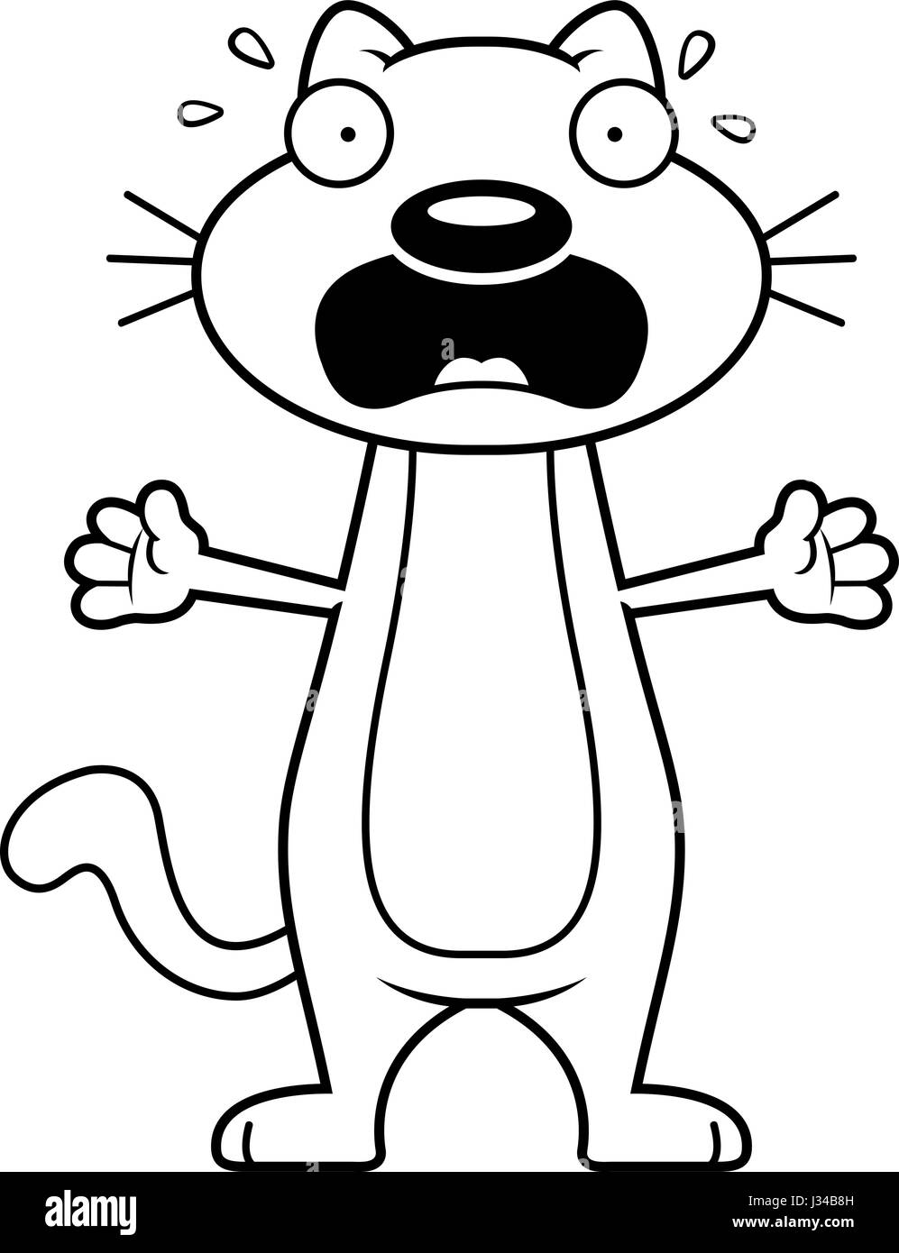 A cartoon illustration of a cat looking scared Stock Vector Image & Art ...