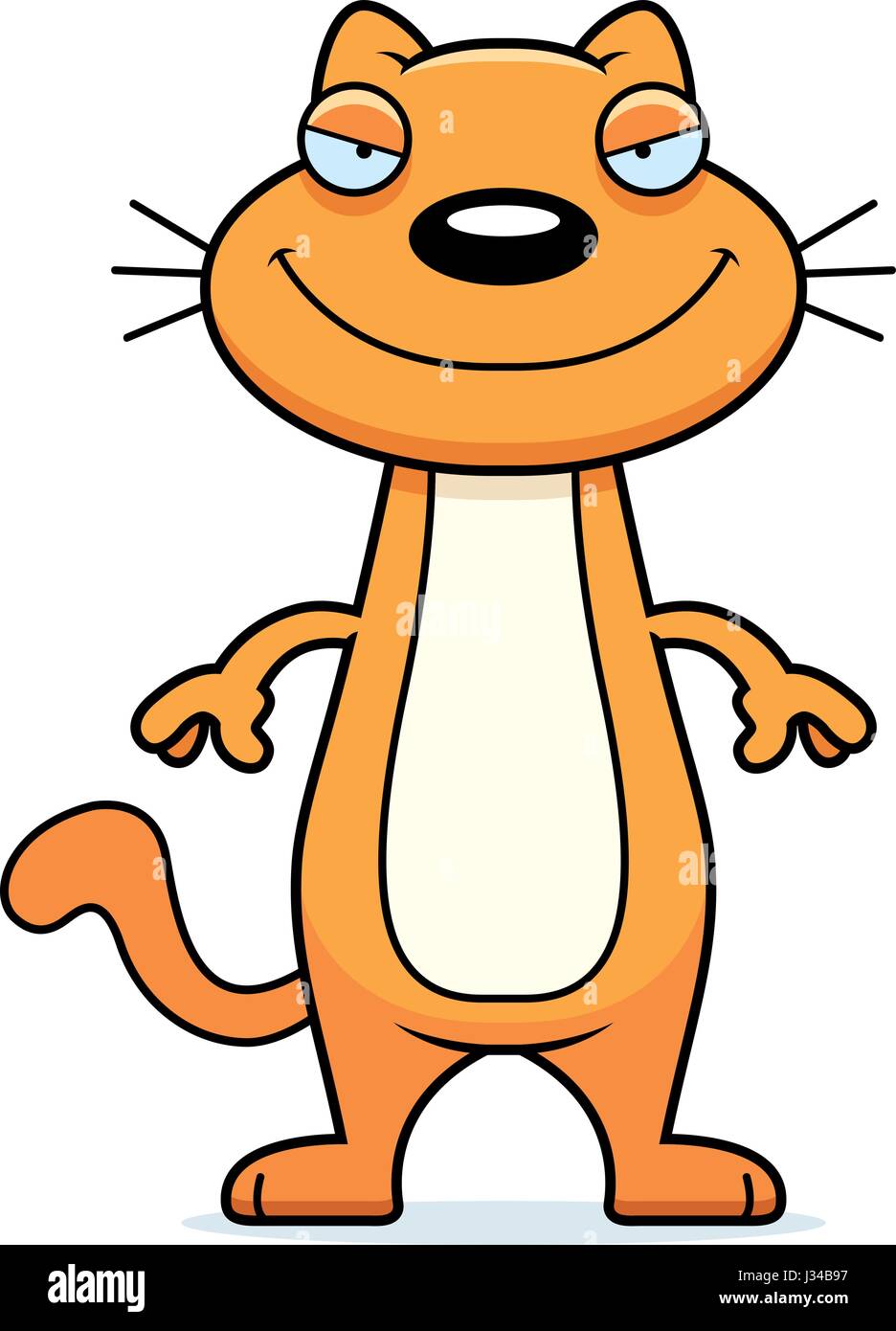 A cartoon illustration of a cat with a sly expression Stock Vector ...