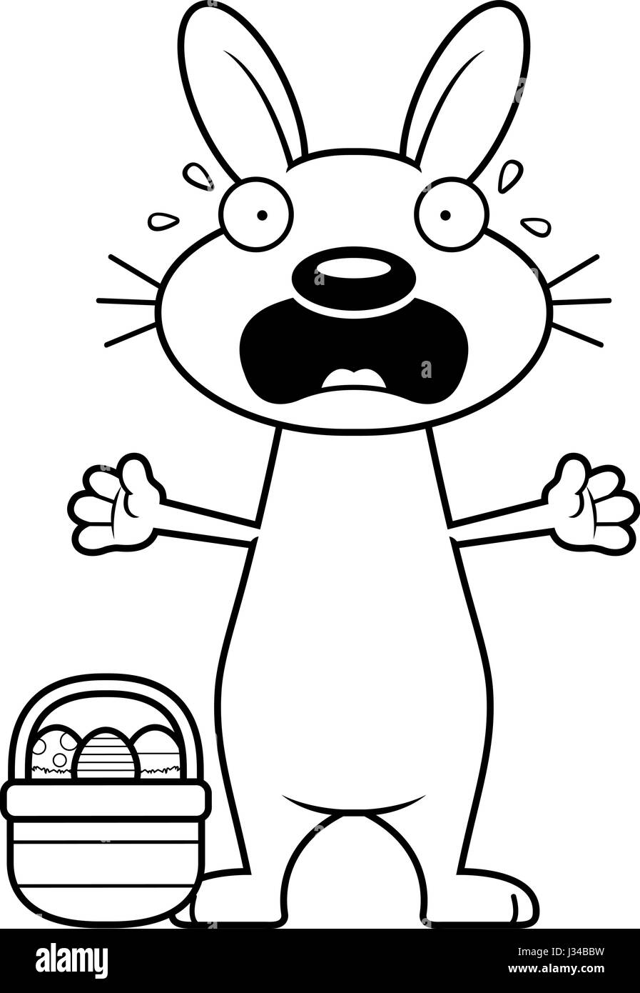 A cartoon illustration of the Easter Bunny looking scared Stock Vector ...