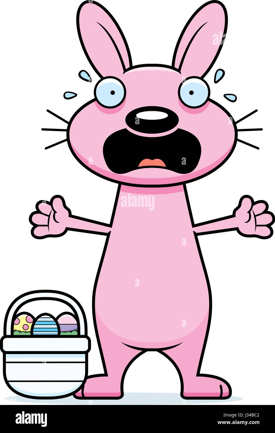 A cartoon illustration of the Easter Bunny looking scared Stock Vector ...