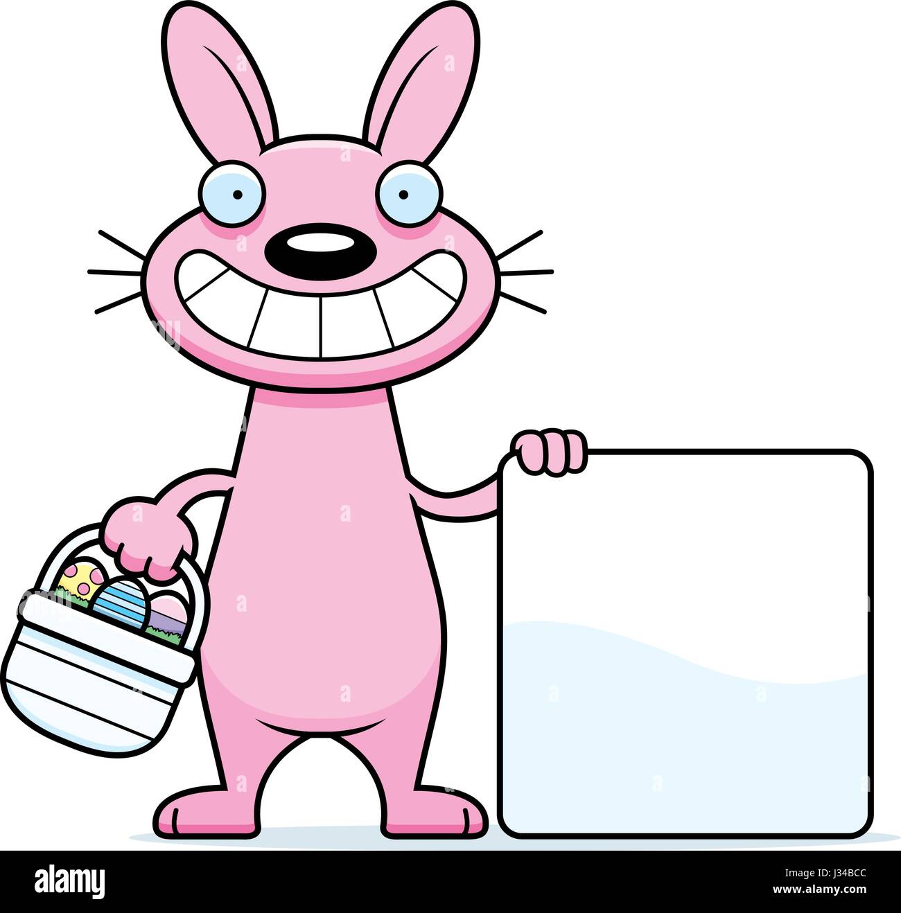A cartoon illustration of the Easter Bunny with a sign Stock Vector ...