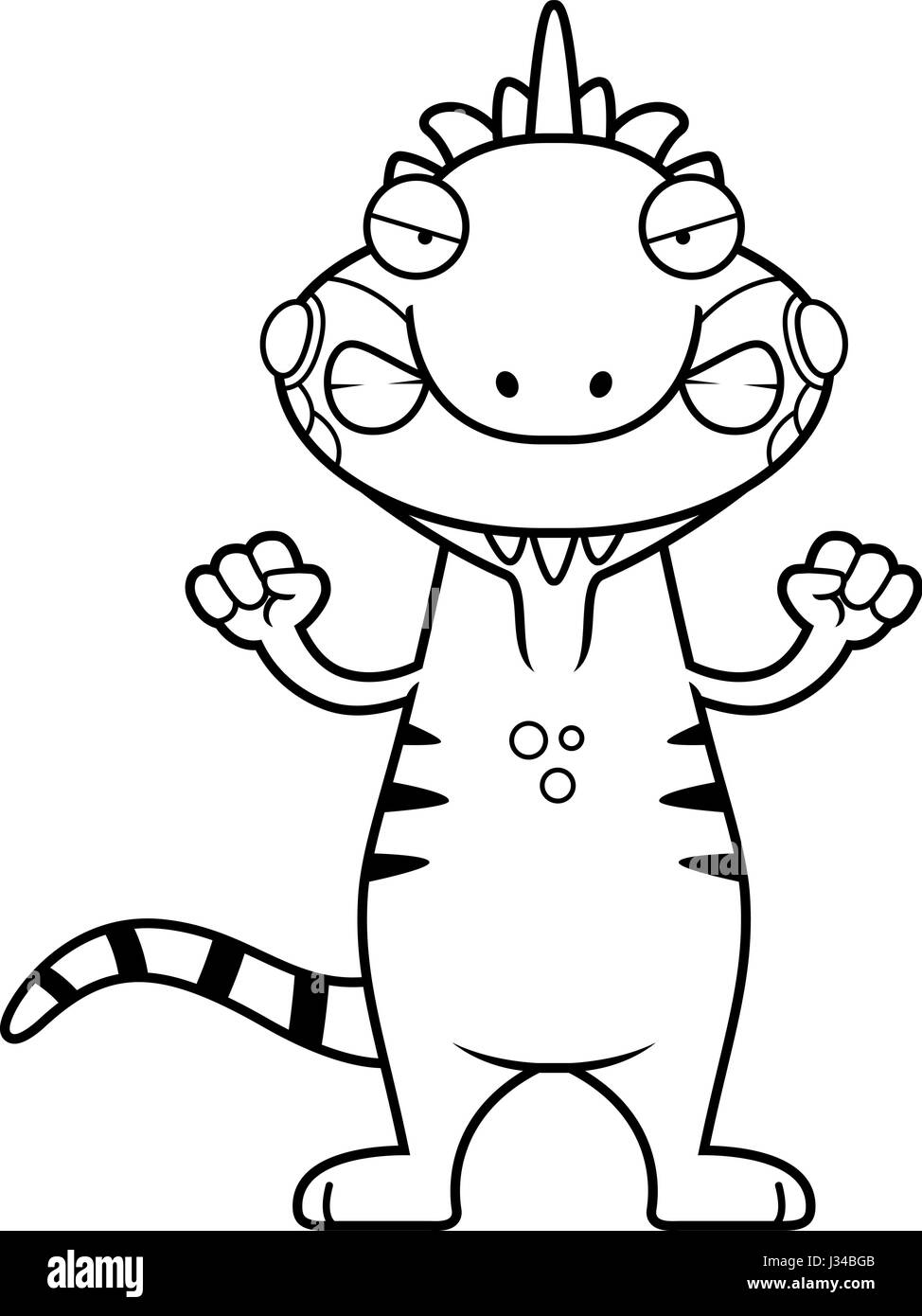 A cartoon illustration of an iguana looking angry Stock Vector Image ...