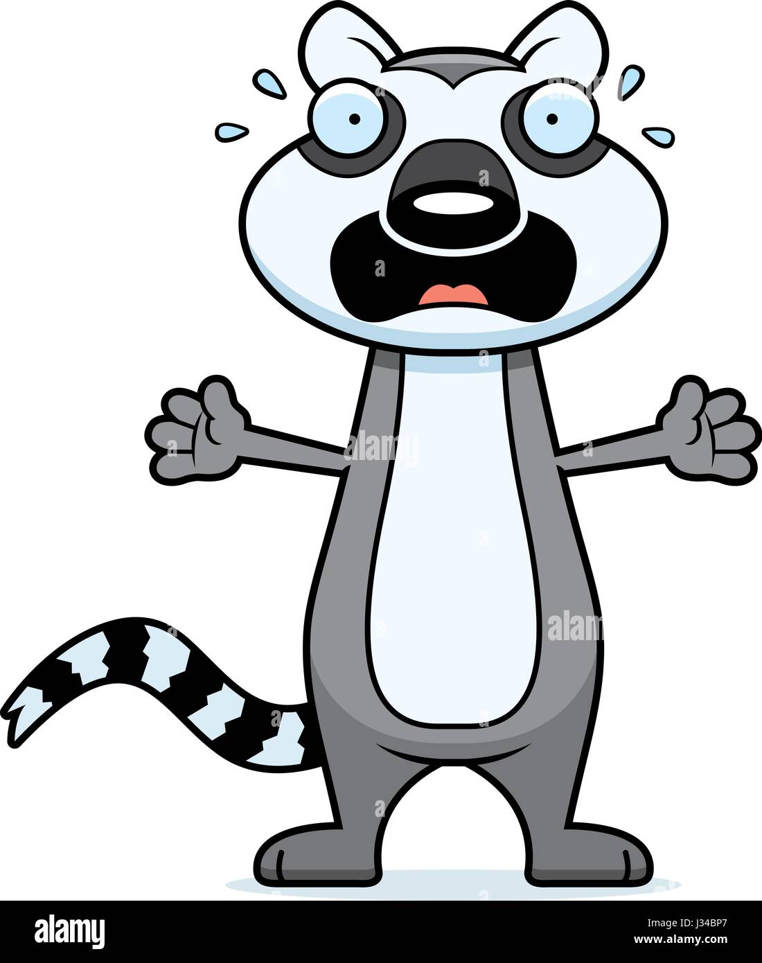 A cartoon illustration of a lemur looking scared Stock Vector Image ...