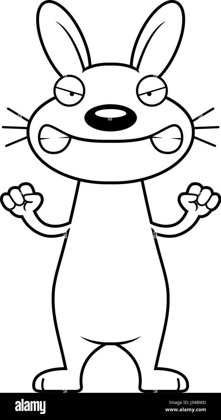 Cartoon illustration angry rabbit bunny Black and White Stock Photos ...