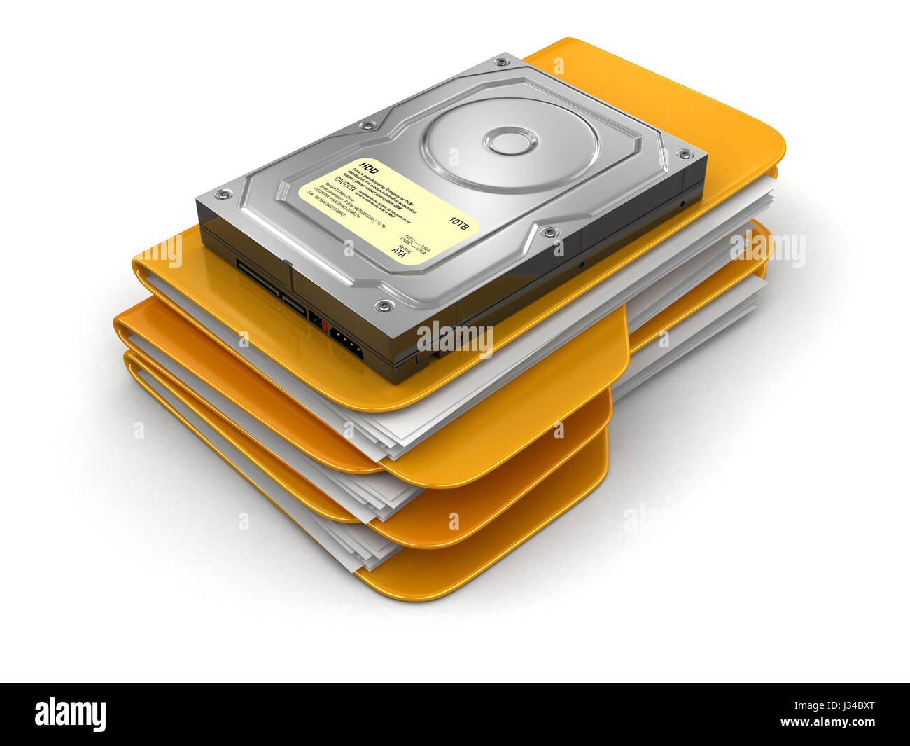 Folders and files with Hard Drive. Image with clipping path Stock Photo ...