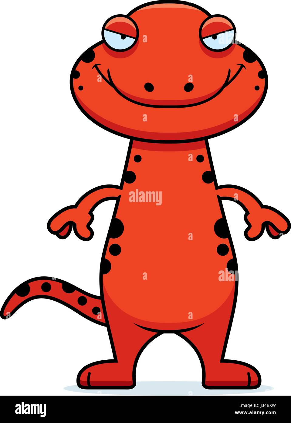 A cartoon illustration of a salamander with a sly expression Stock ...